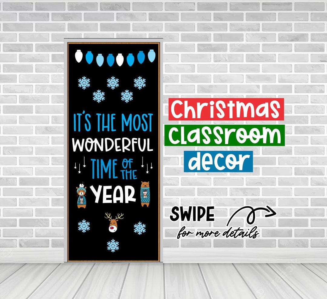 IT'S THE MOST Wonderful Time Christmas Door Decoration Kit Classroom ...