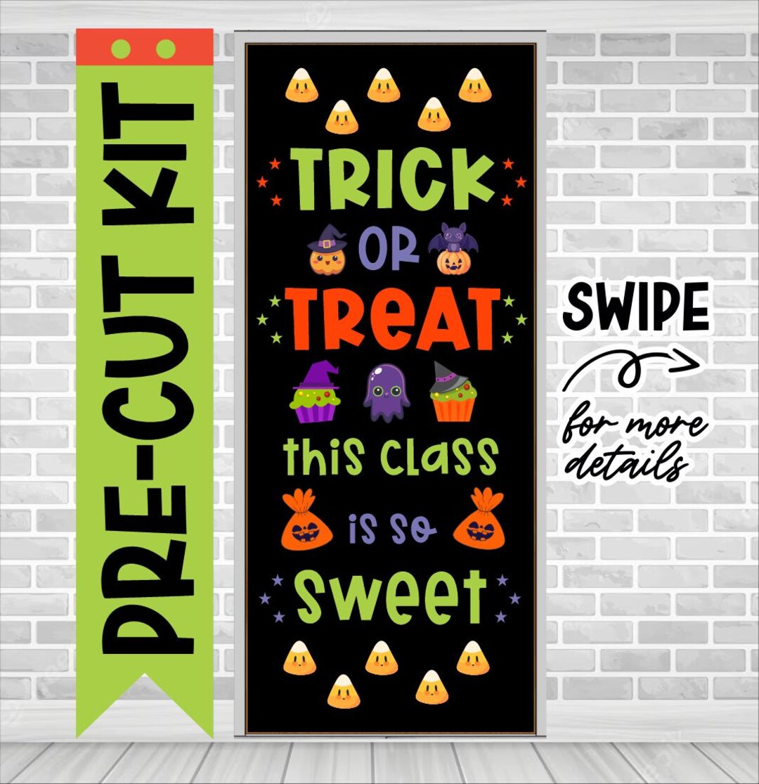 TRICK OR TREAT Halloween School Door Decor Bulletin Board Kit Classroom ...