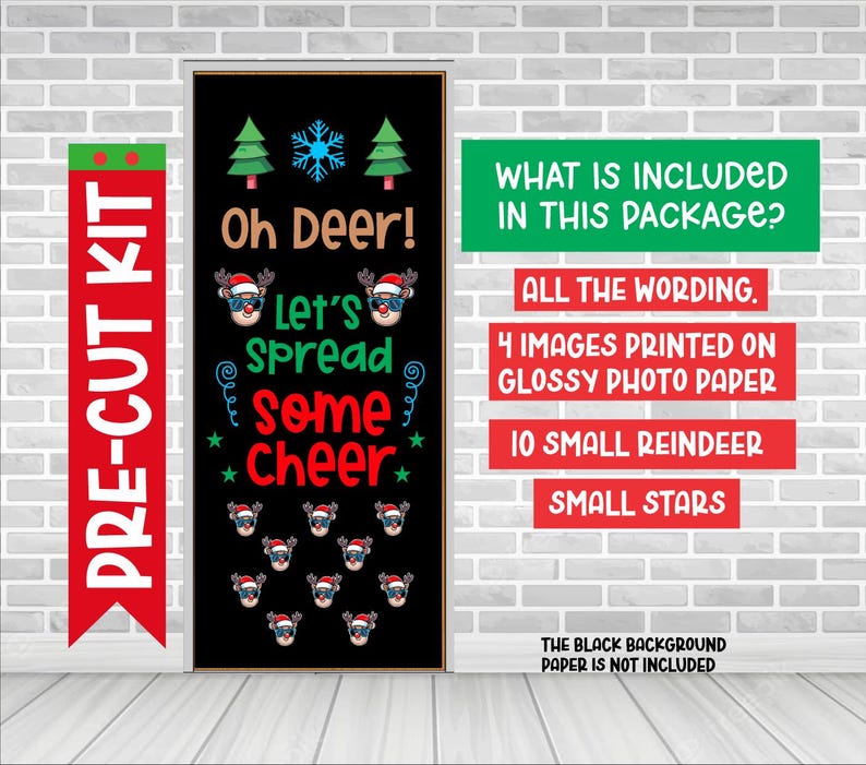 OH DEER CHRISTMAS Precut School Door Classroom Decoration Kit, Winter ...