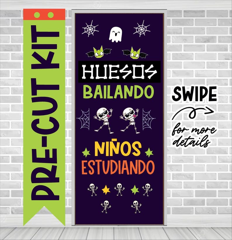 Halloween Spanish Dancing Skeletons Bulletin Board Kit: Spooky ...