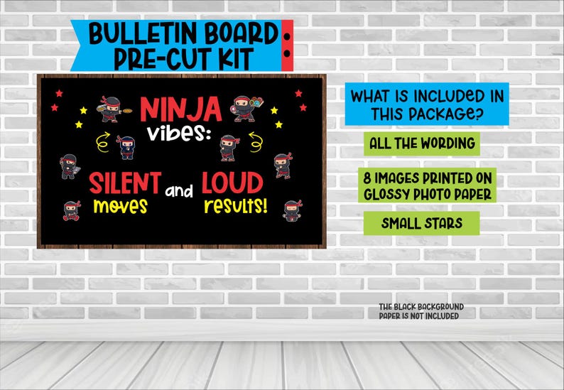 NINJA VIBES School Precut Bulletin Board Decoration, Classroom ...