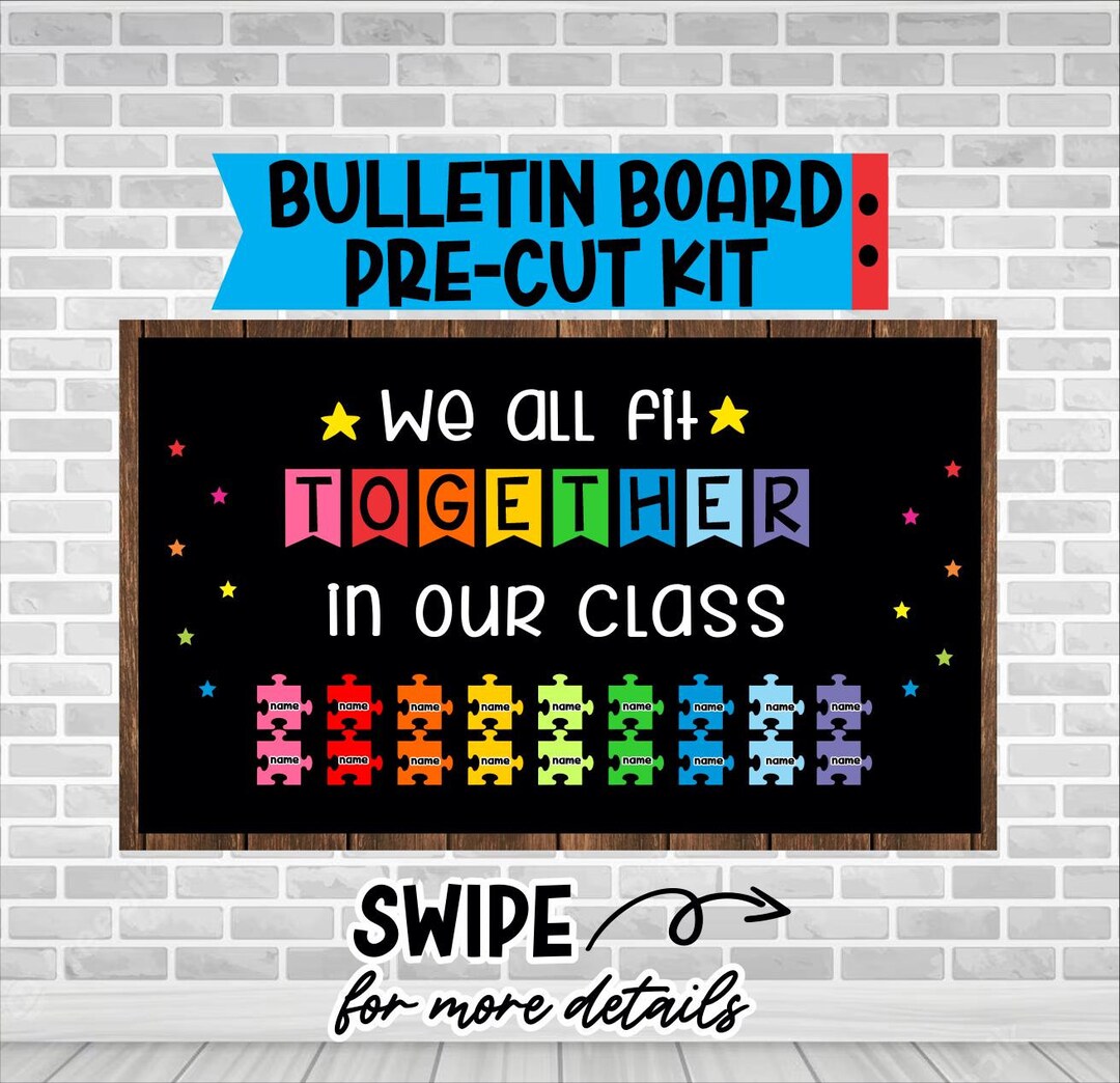WE ALL FIT Together Bulletin Board Kit Letters Classroom Decoration ...