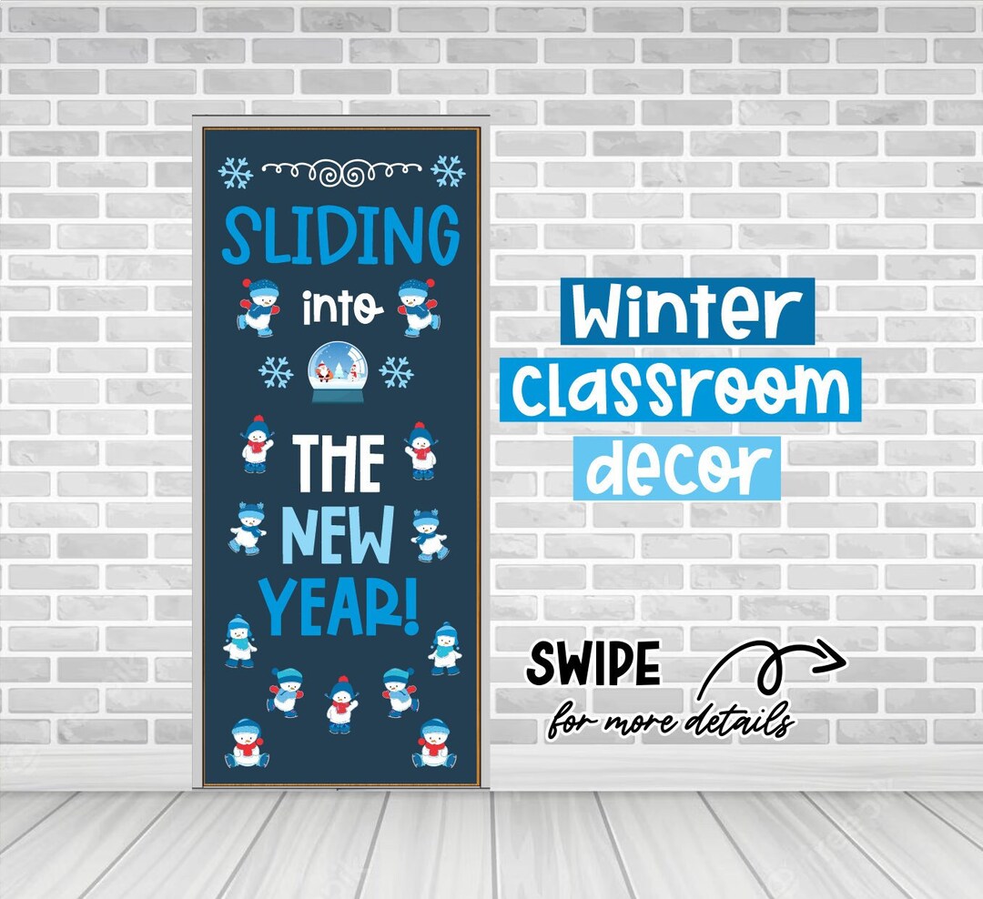 SLIDING INTO THE New Year Bulletin Board Kit, Winter Bulletin Board Kit ...
