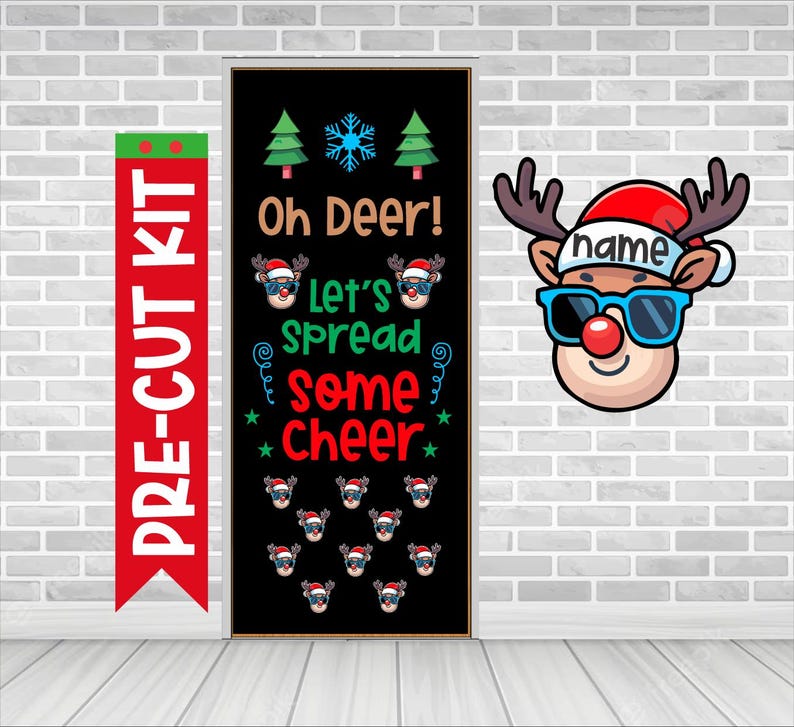 OH DEER CHRISTMAS Precut School Door Classroom Decoration Kit, Winter ...