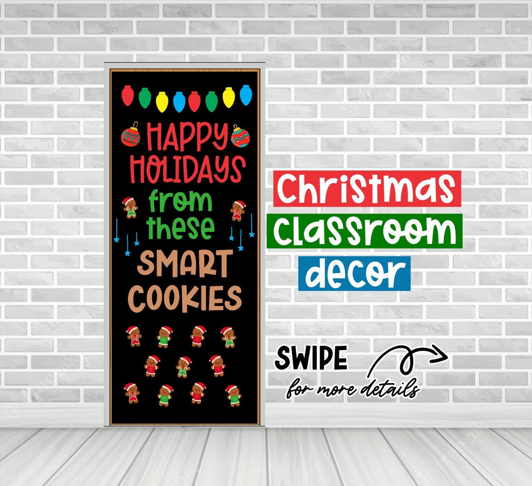 HAPPY HOLIDAYS SMART Cookies Christmas Door Decoration Kit School Door ...
