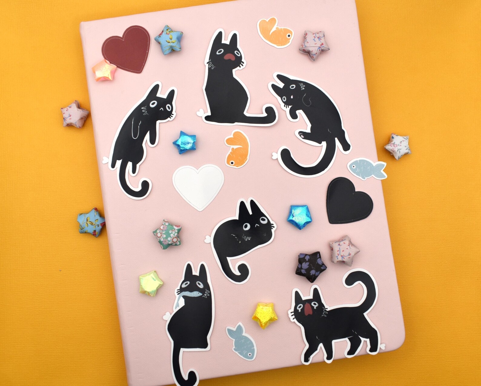 Moody Black Cats Glossy Sticker Pack ~ 12 Pcs Planner Journal Penpal ...