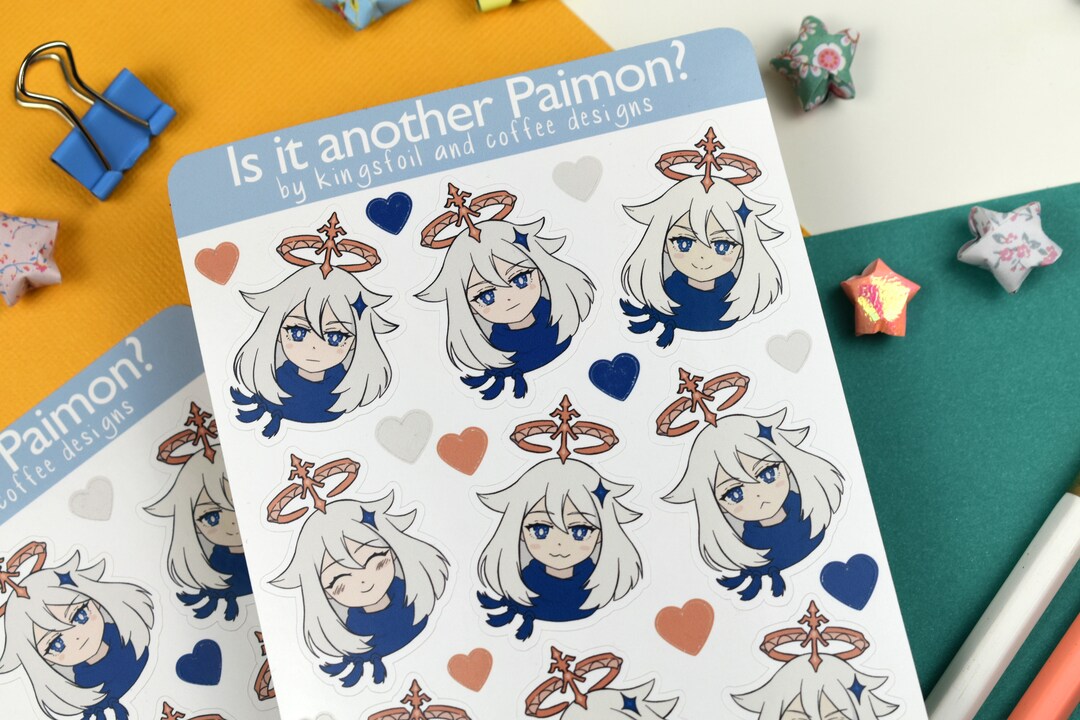 Cute Paimon Genshin Mascot Glossy Sticker Sheet Video Game Deco ...