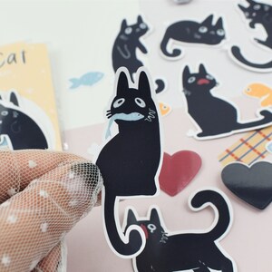Moody Black Cats Glossy Sticker Pack ~ 12 Pcs Planner Journal Penpal ...
