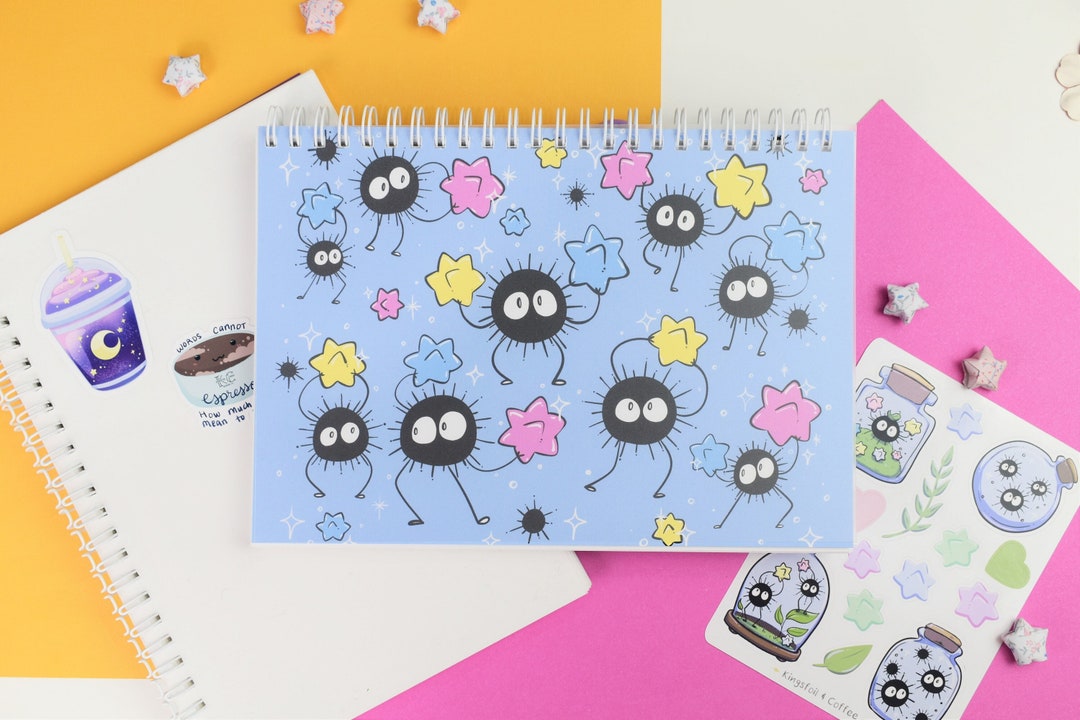 Large Soot Sprite Reusable Sticker Book Pastel Blue Kawaii Anime Cute ...