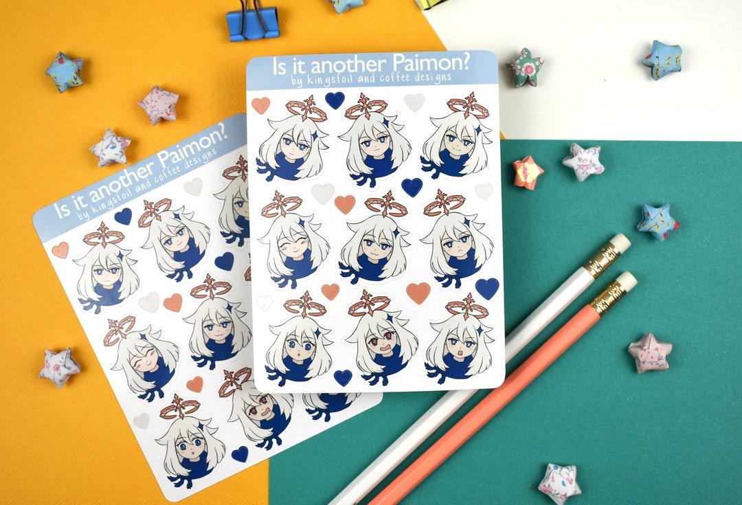 Cute Paimon Genshin Mascot Glossy Sticker Sheet ~ Video Game Deco ...