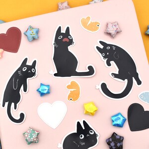 Moody Black Cats Glossy Sticker Pack ~ 12 Pcs Planner Journal Penpal ...