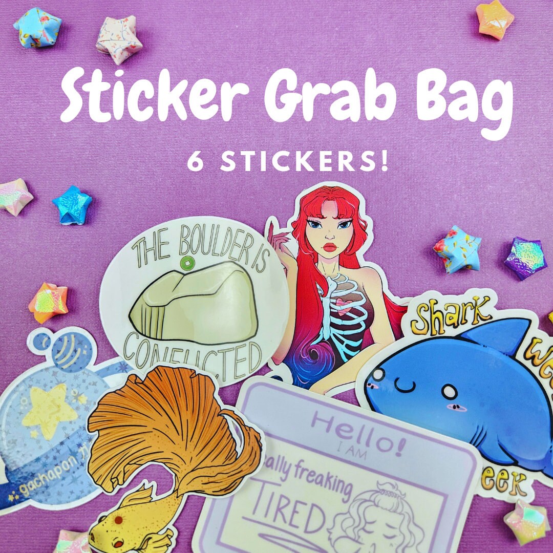 Sticker Grab Bag- 6 Different Stickers! ~ Waterproof, Vinyl, Myster ...