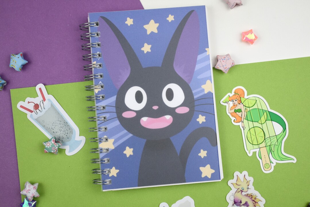 Small Black Cat Reusable Sticker Book ~ Pastel Blue Kawaii Anime Cute ...
