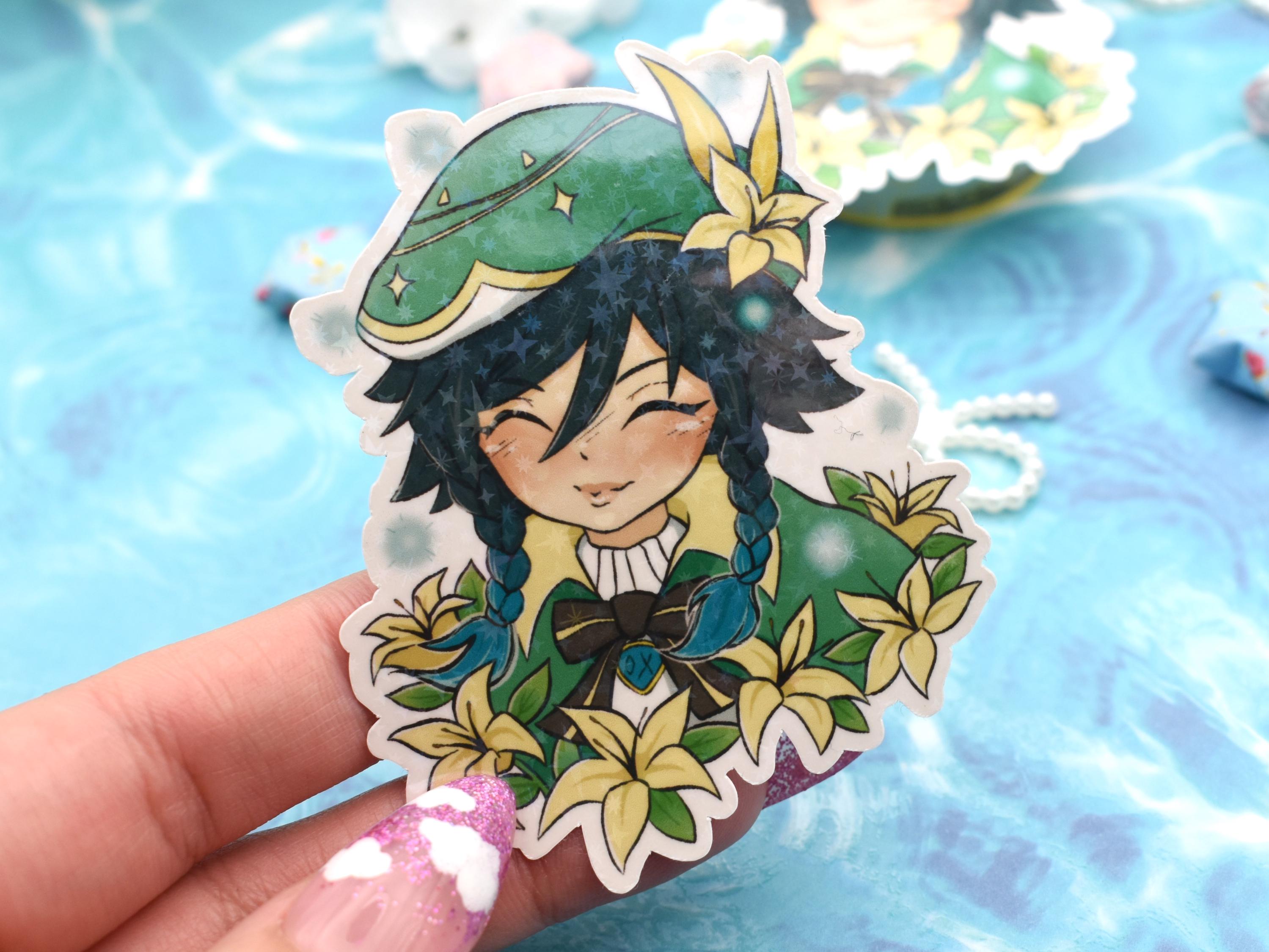 Genshin Vinyl Waterproof Sticker ~ Venti Anime Video Game Water Bottle ...