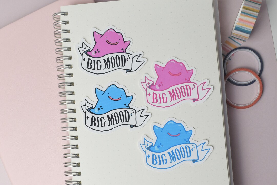 Ditto Big Mood Vinyl Sticker Funny Banner Shiny Monster Pink Blue ...