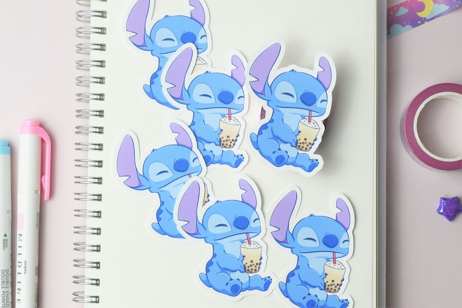 Boba Tea Blue Alien Monster Vinyl Sticker Waterproof Animal Asian Snack ...
