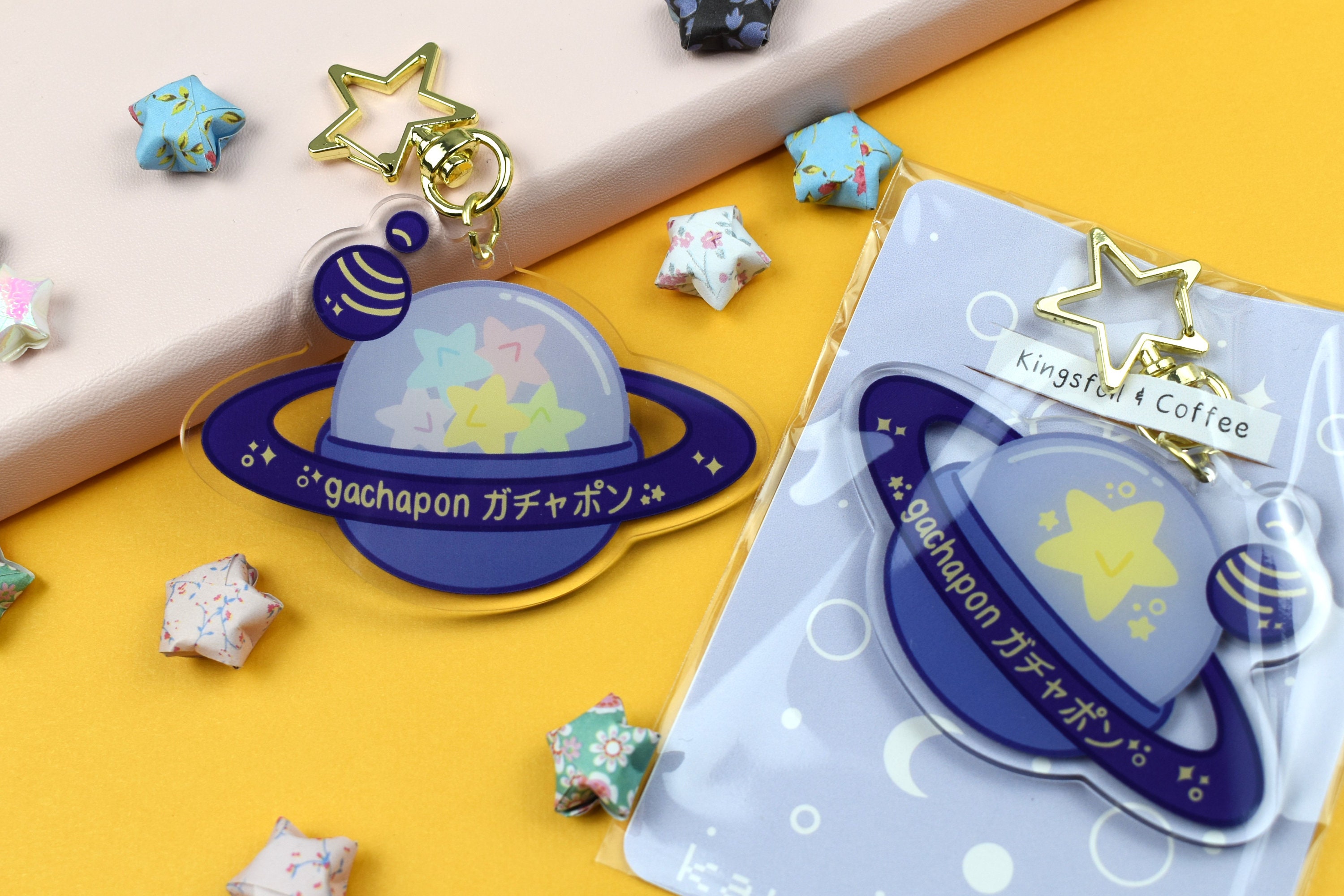 Gachapon Planet Keychain Acrylic Space Celestial Saturn Kawaii Purple ...