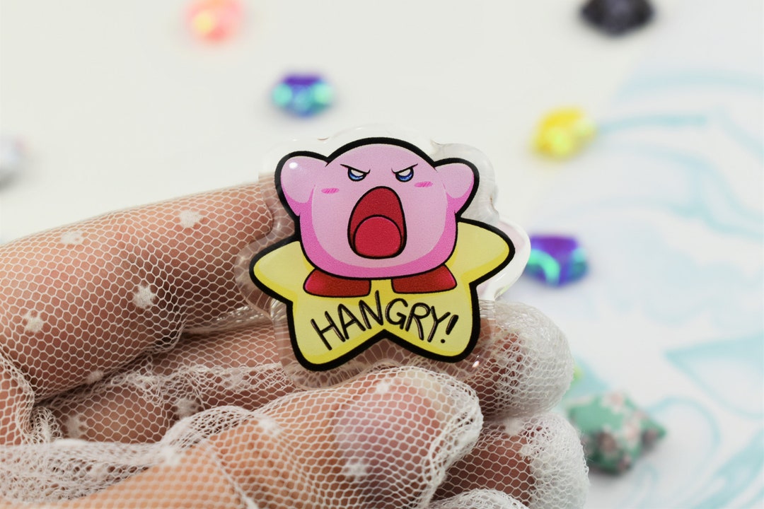 Pink Hangry Monster Acrylic Pin ~ Pastel Anime Kawaii Video Game Charm ...