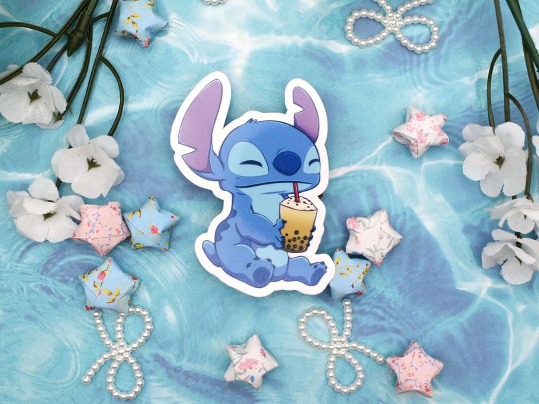 Boba Tea Blue Alien Monster Vinyl Sticker ~ Waterproof Animal Asian ...