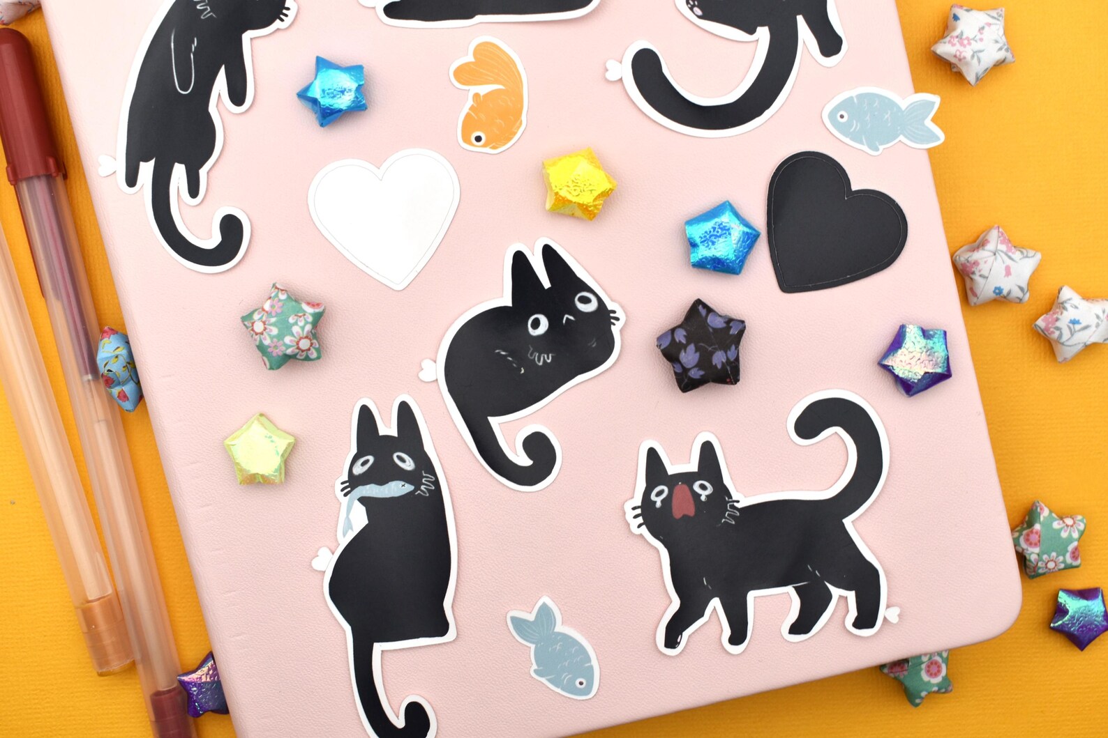 Moody Black Cats Glossy Sticker Pack ~ 12 Pcs Planner Journal Penpal ...