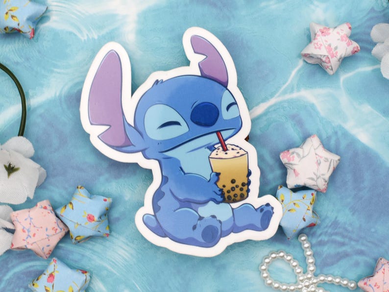 Boba Tea Blue Alien Monster Vinyl Sticker ~ Waterproof Animal Asian ...