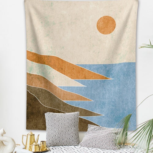 Vintage Sun Tapestry Retro 70s Minimal Geometric Abstract Art - Etsy