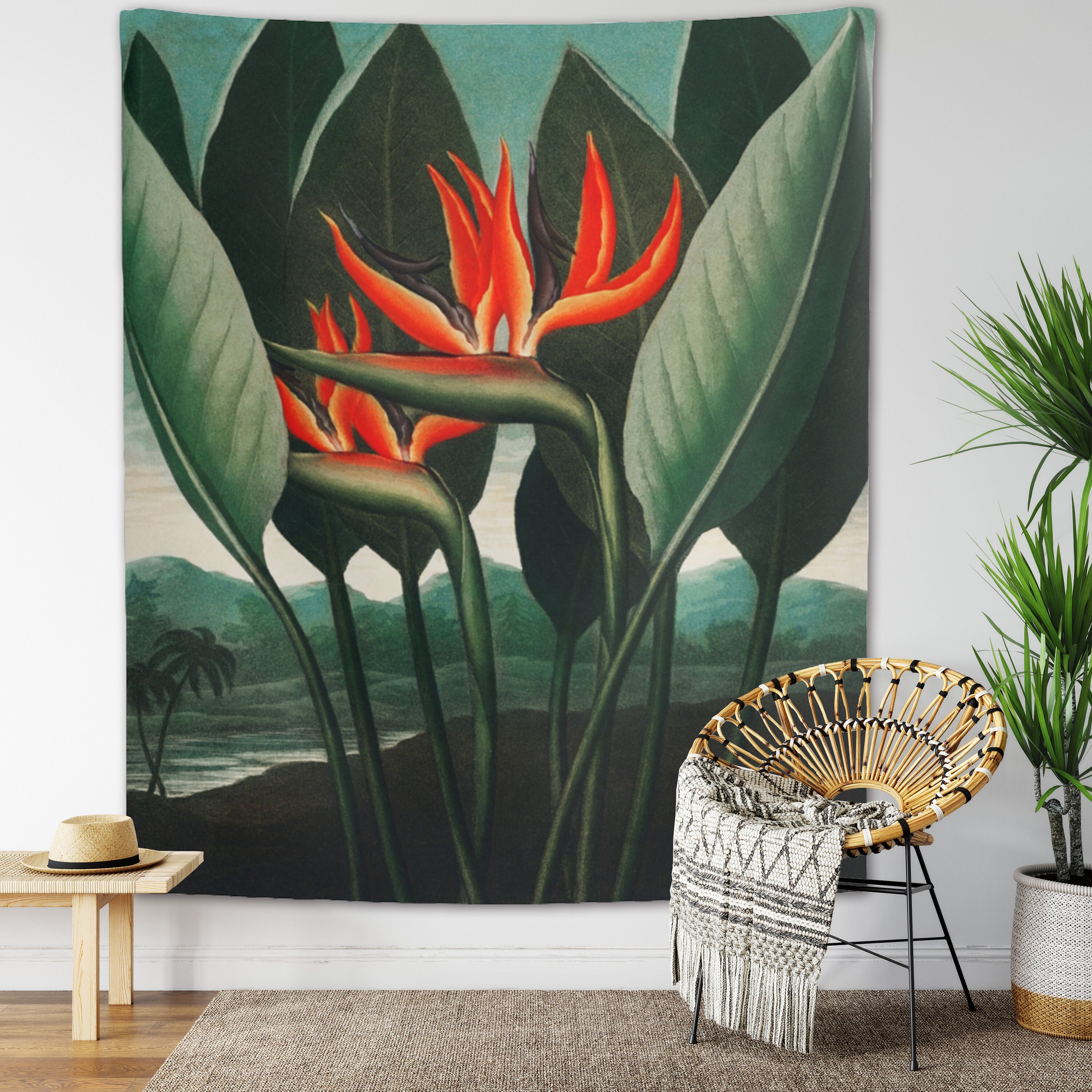 Tapiz botánico Vintage Natural Science Flowers Leaves Green | Etsy