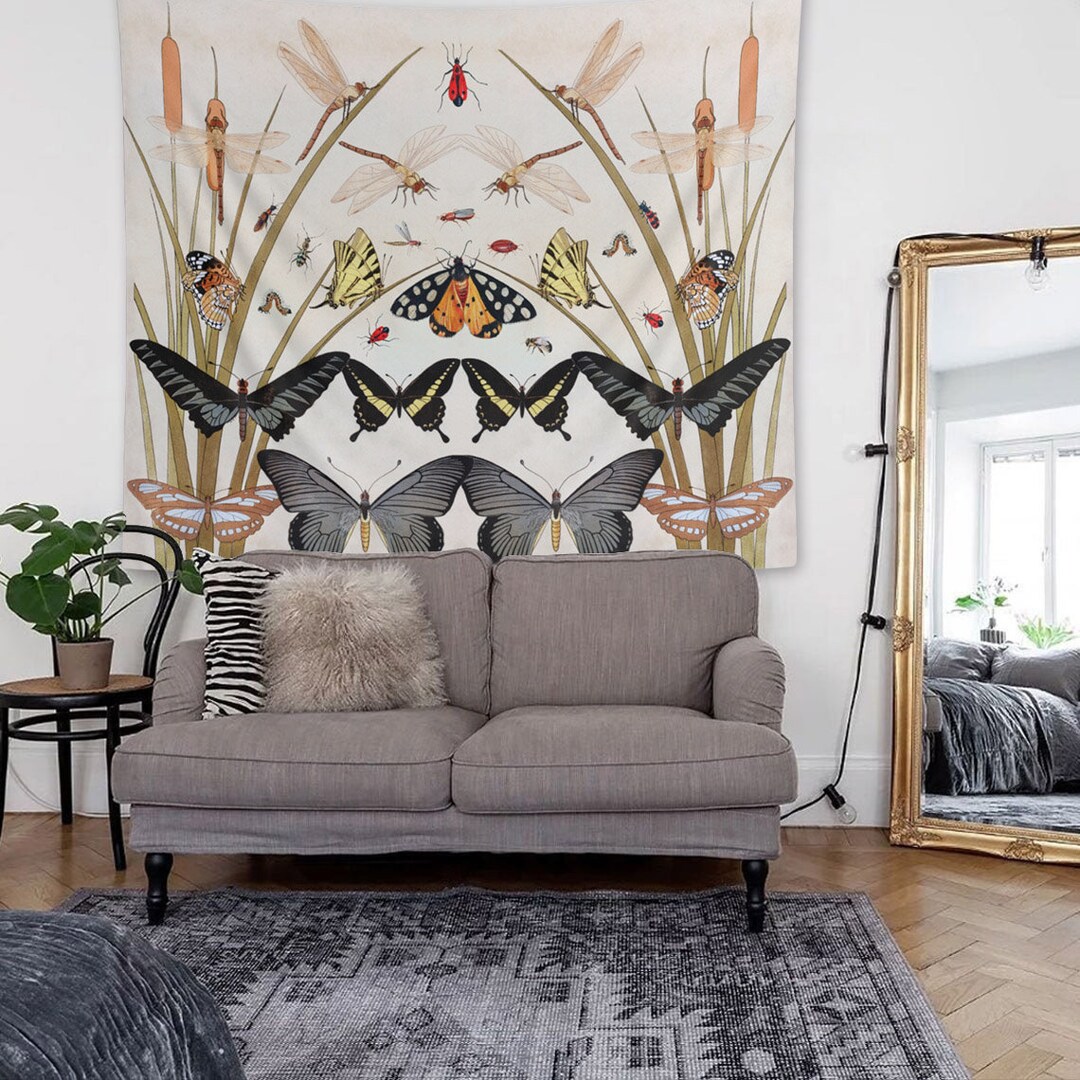 Insectes Mites Tapisserie Papillons Mur Suspendu Papillons Art Nouveau ...