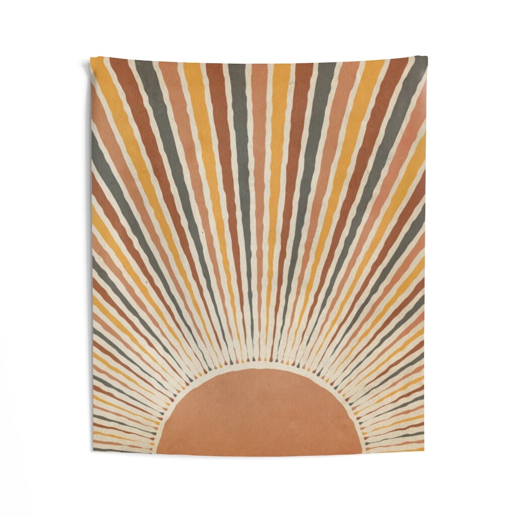 Retro Rising Sun Tapestry Vintage 70s Rainbow Sunshine Minimal - Etsy
