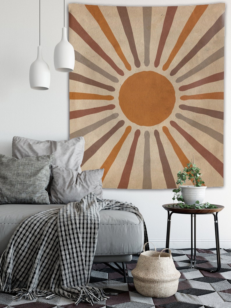 Vintage Sun Tapestry Retro 70s Grunge Minimal Geometric | Etsy