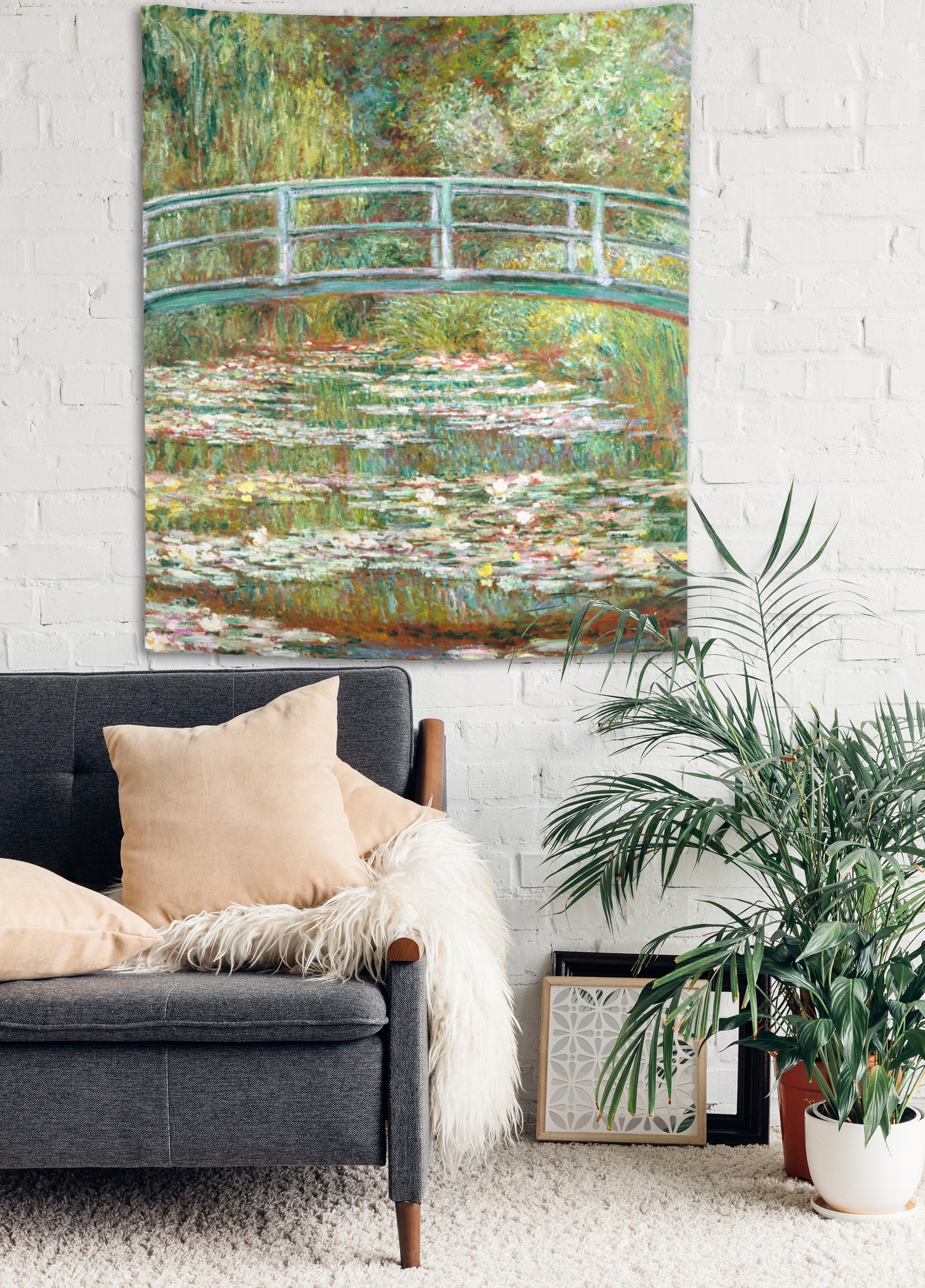 Bridge Over a Pond of Water Lilies Tapestry Claude Monet Wall Hanging ...