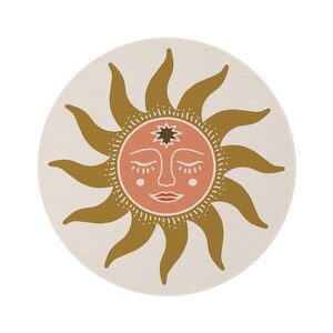 Sun Face Rug - Vintage Bohemian Sun Floor Mat - Boho Hippie 70s Carpet ...