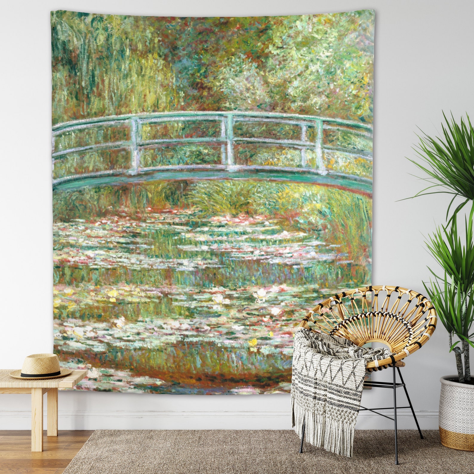 Bridge Over a Pond of Water Lilies Tapestry Claude Monet Wall Hanging ...