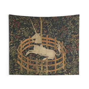 Medieval Tapestry the Unicorn in Captivity Mythology 15th Century ...