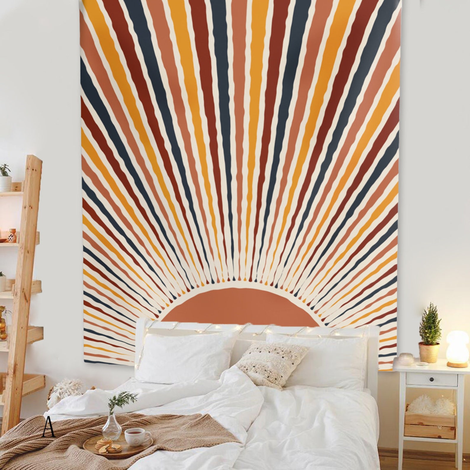 Retro Rising Sun Tapestry Vintage 70s Rainbow Sunshine Minimal - Etsy