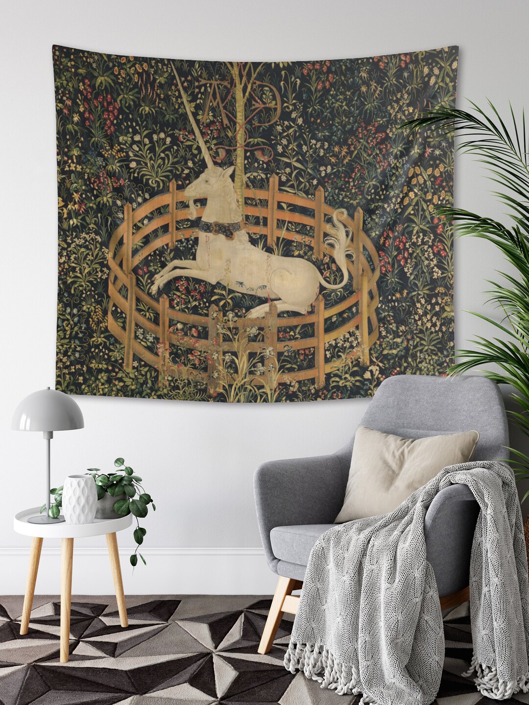 Medieval Tapestry the Unicorn in Captivity Mythology 15th Century ...