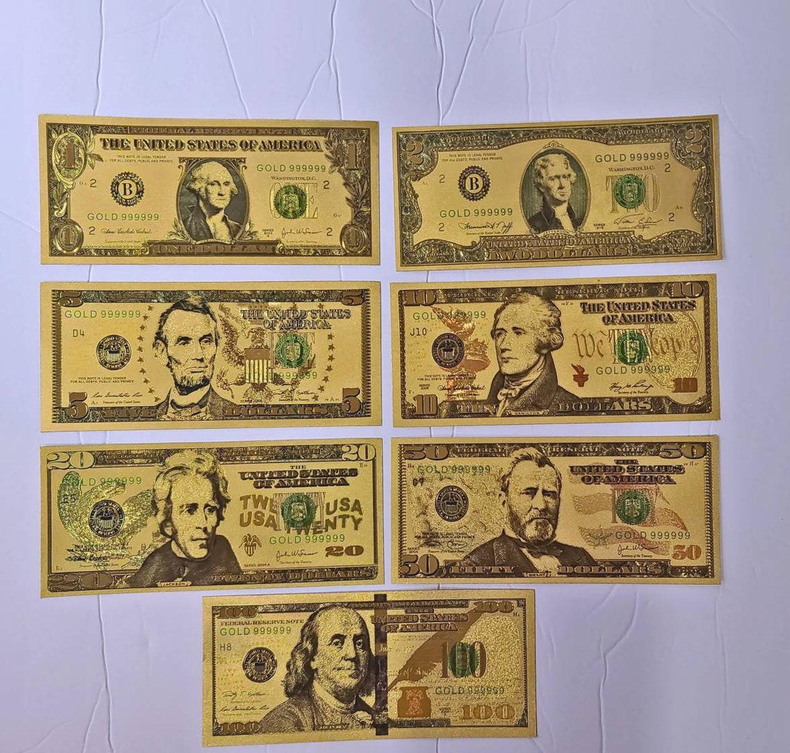 Gold Metallic Money Bills Currency Manifestation Prosperity | Etsy