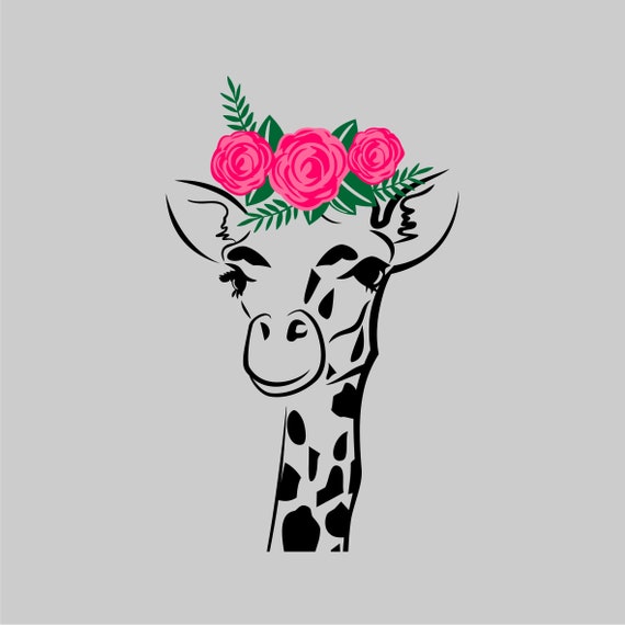 Giraffe With Flower Crown Svg Girafe Svg File Animal Face - Etsy