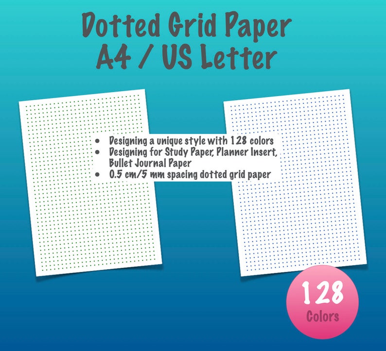 128-color Dotted Grid Paper Printable Packs A4/US Letter Size | Etsy