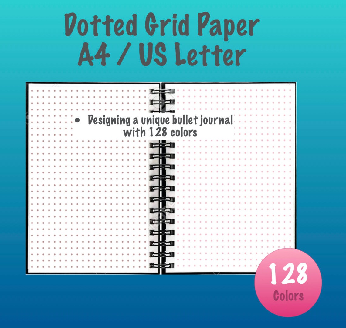 128-color Dotted Grid Paper Printable Packs A4/US Letter Size | Etsy