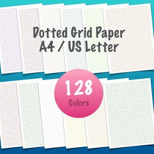 128-color Dotted Grid Paper Printable Packs A4/US Letter Size | Etsy