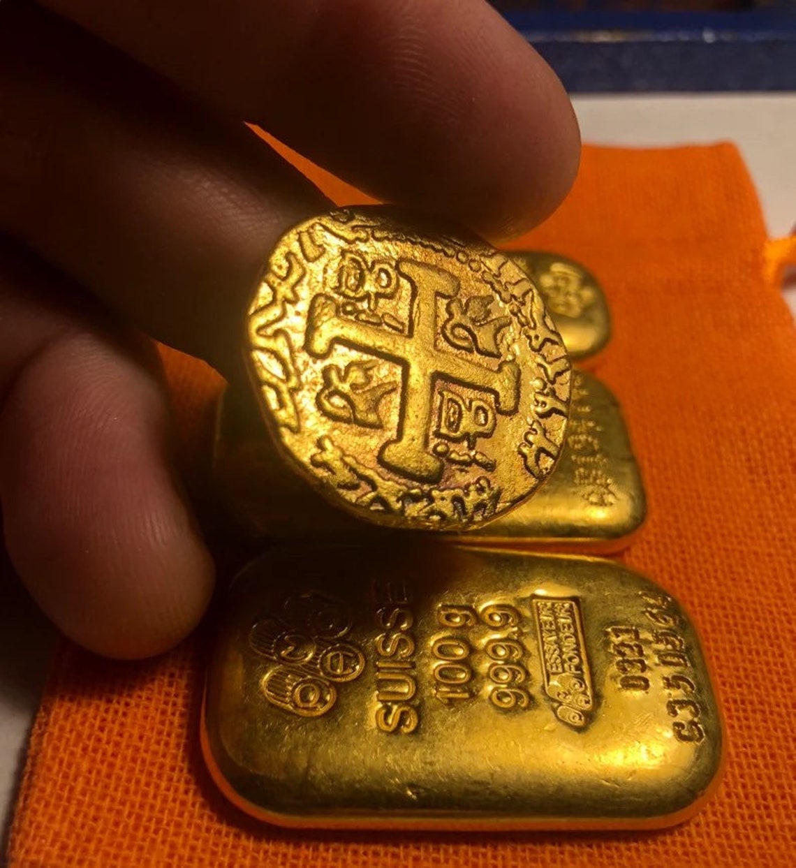 24k Gold Bullion Dread Pirate Round Hand Poured Solid Pure Gold Spanish ...