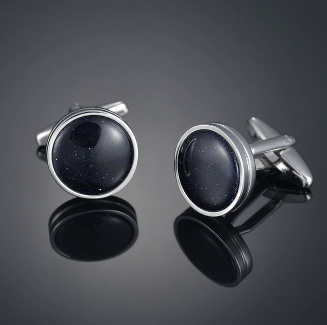 Starry Sky Galaxy Cufflinks Elegant Gift for Men Blue Sandstone ...