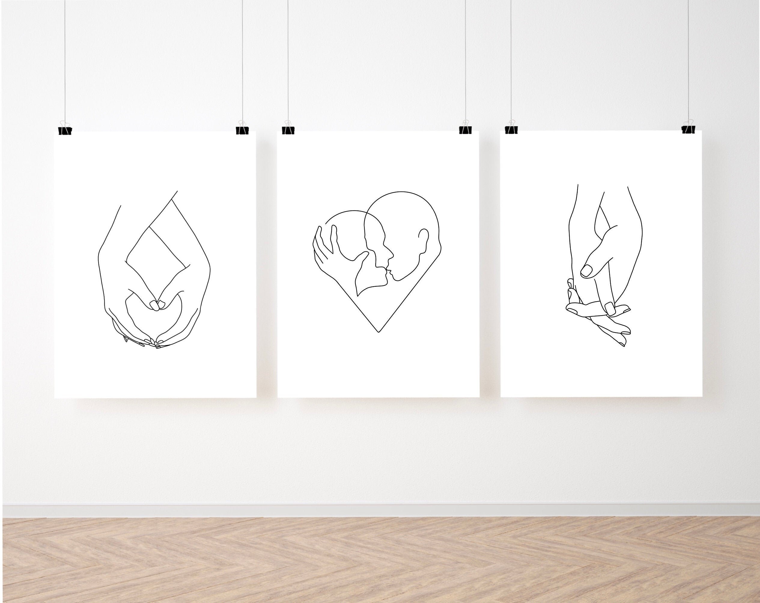 One Line Art Couple Hands, INSTANT DOWNLOAD, Line Art Couple ...