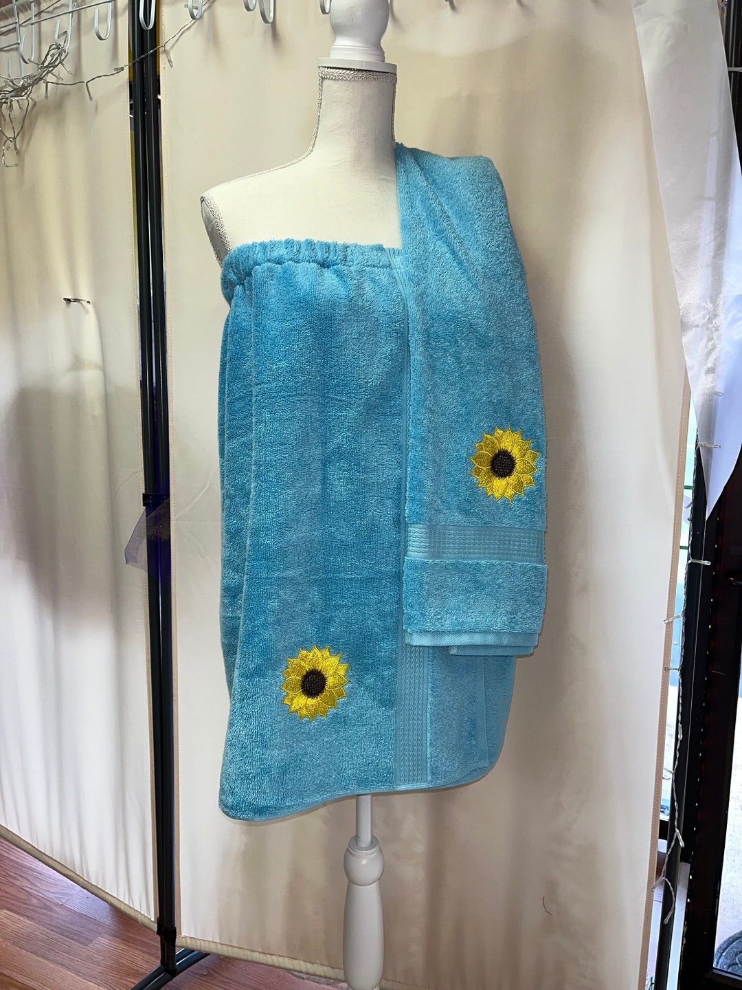 Sunflower Embroidered Spa Wrap Set With Free Monograming - Etsy