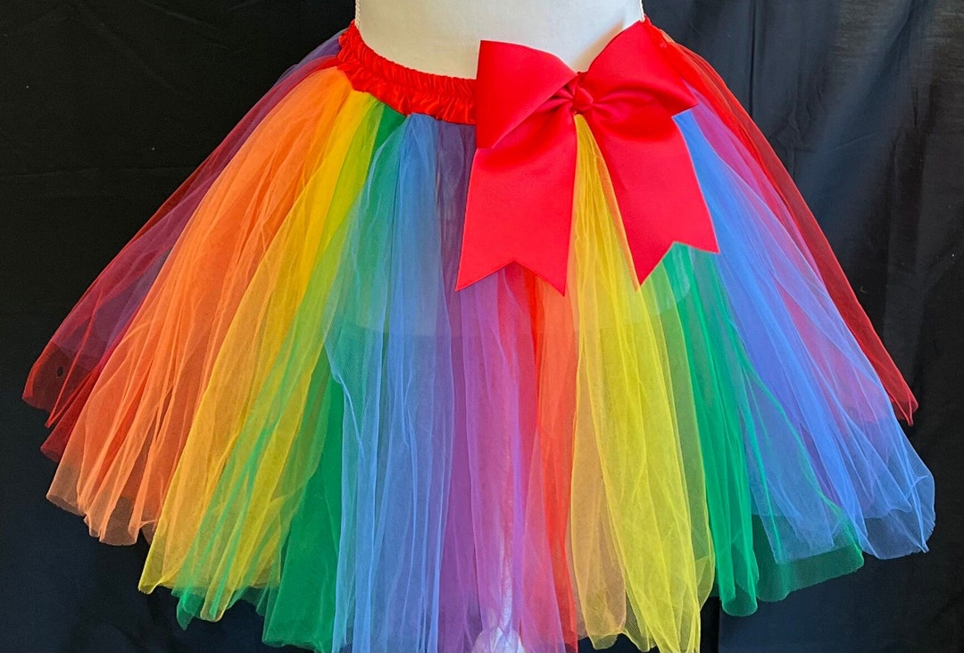 Tropical Delightful Rainbow Colors Running Skirt Tutu Sewed in Elastic ...