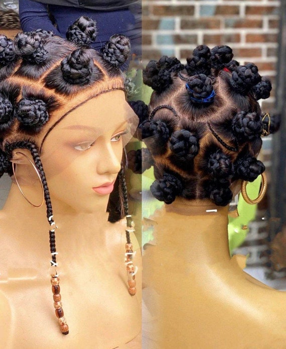 Full Lace Wig Bantuknots Braided Wig for Black Women | Etsy