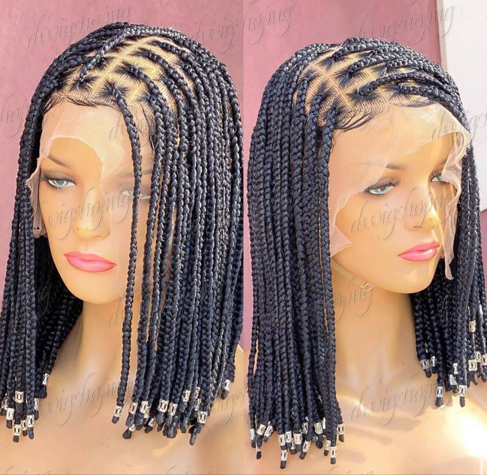 Ready To Shipbraided Wig Braided Wigs Box Braids Box Etsy