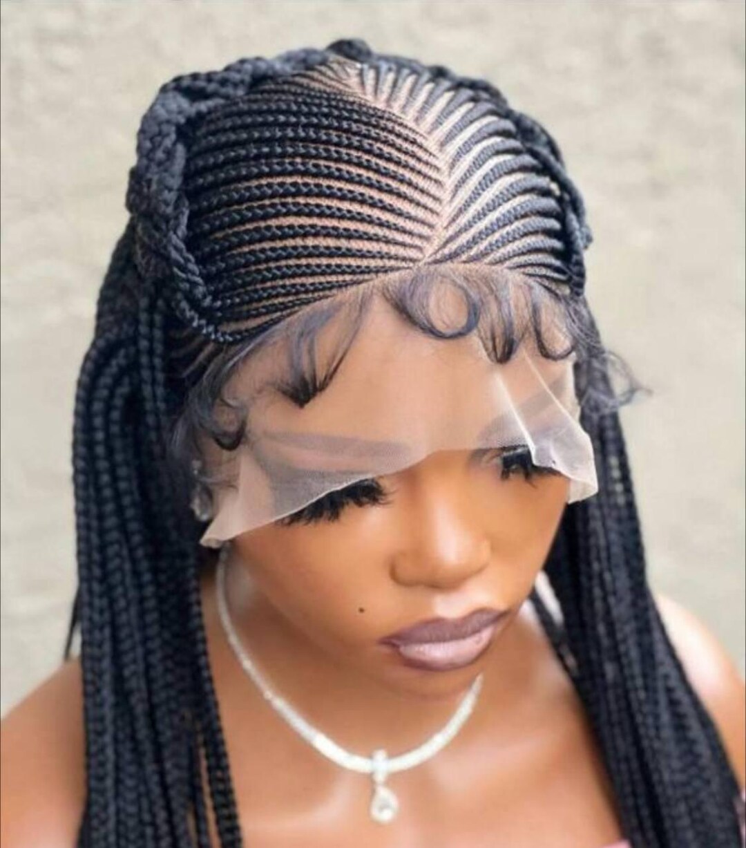 Braided Wig, Conrow Braid Wig, Cornrow Braided Wig, Knotless Wig, Lace ...