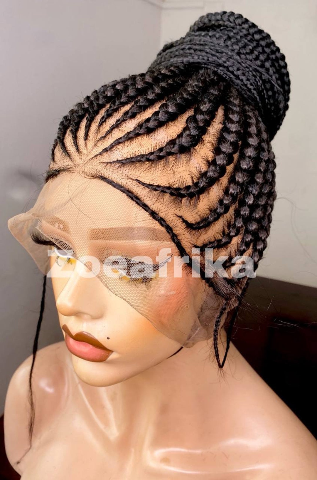 Fulani Cornrow Braided Wig For Black Women Handmade Wig Full Lace
